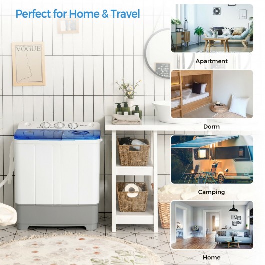 2-in-1 Portable 22lbs Capacity Washing Machine with Timer Control - Costway