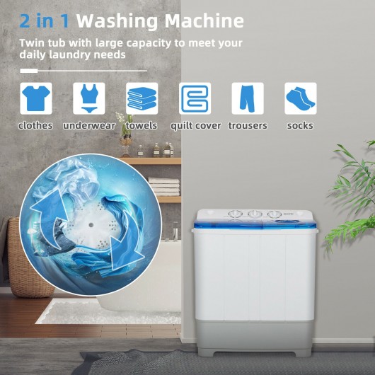 2-in-1 Portable 22lbs Capacity Washing Machine with Timer Control - Costway