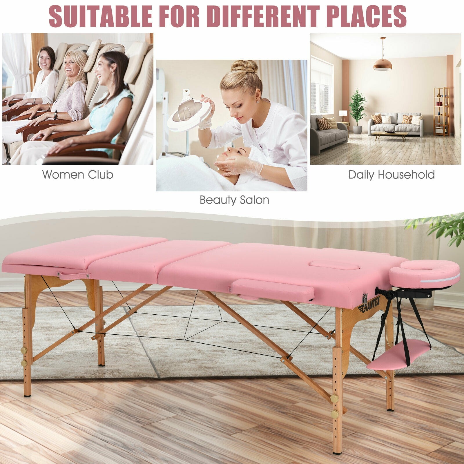 3 Fold 84" L Portable Adjustable Massage Table with Carry Case - Costway