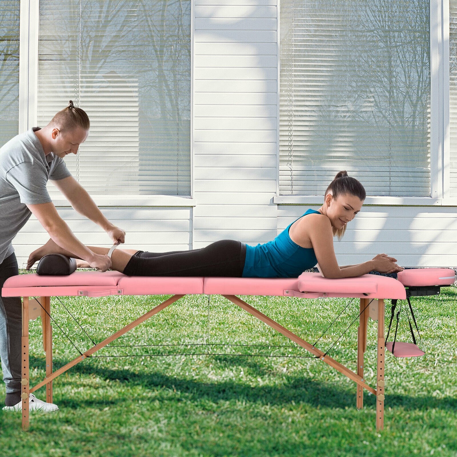 3 Fold 84" L Portable Adjustable Massage Table with Carry Case - Costway