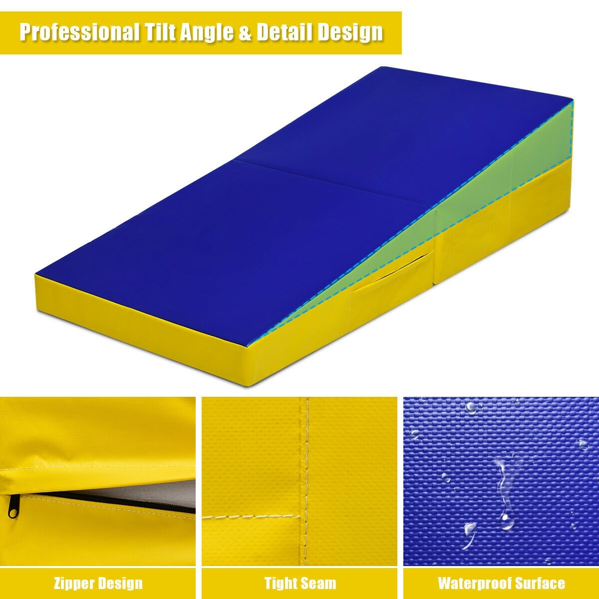 Tumbling Incline Gymnastics Exercise Folding Wedge Ramp Mat - Costway