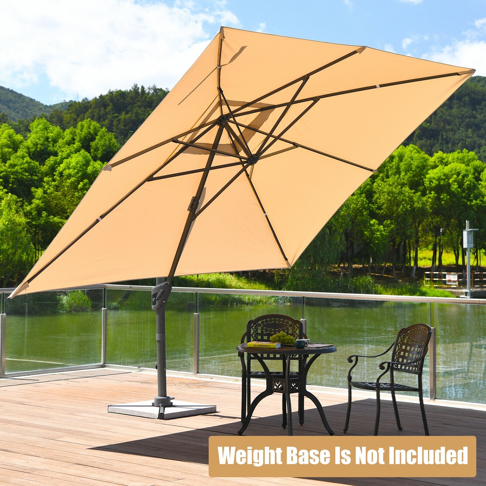 10 x13ft Rectangular Cantilever Umbrella with 360° Rotation Function ...
