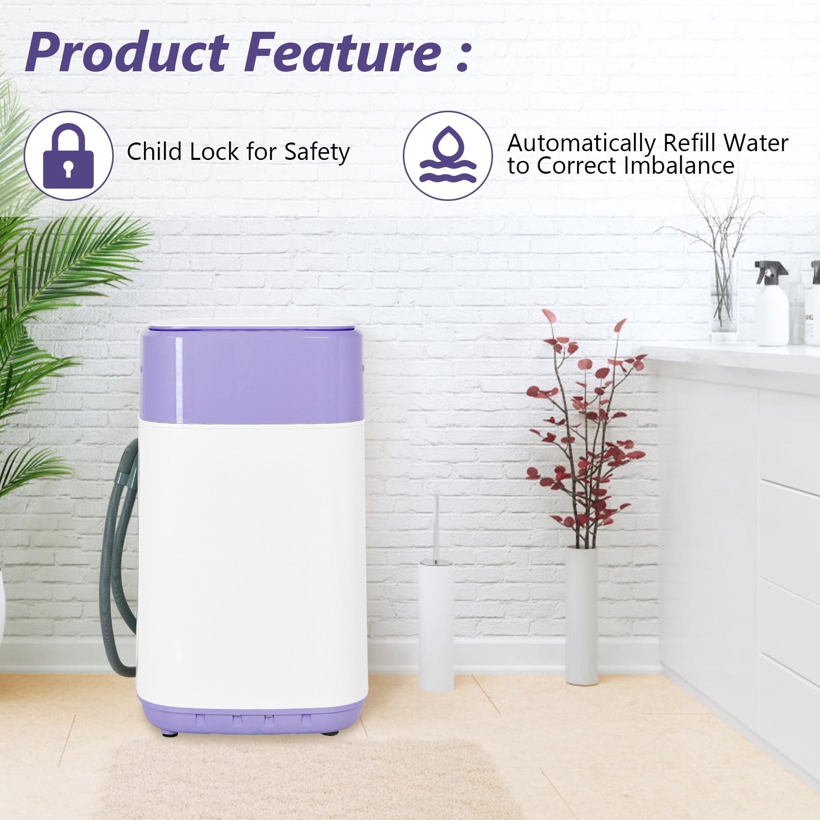 8lbs Portable Fully Automatic Washing Machine with Drain Pump - Costway