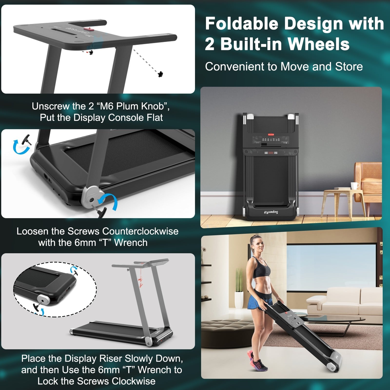 Folding Electric Compact Walking Treadmill with APP Control Speaker ...